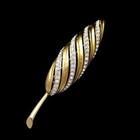 MARVELLA Vintage Gold Plated Leaf Brooch Pin Sparkling Rhinestones NOS ...