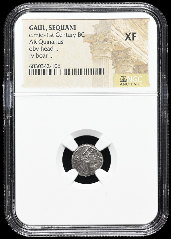 CELTIC, Central Gaul. Sequani. 1st Century BC. Quinarius, Boar, NGC XF ...
