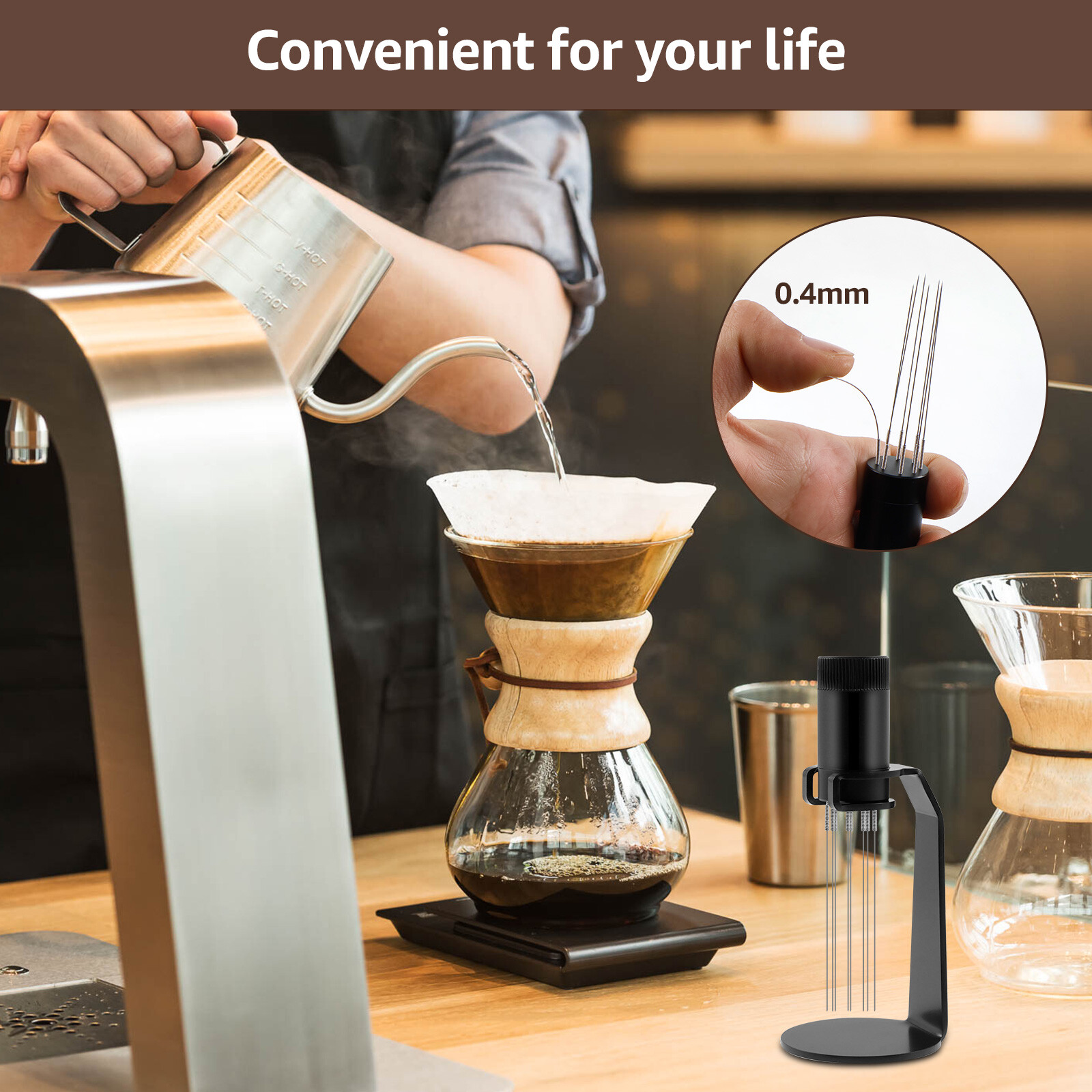 Espresso Distribution Tool w/Stand Rustproof Coffee Distributor Stirrer ...