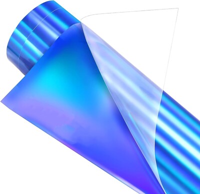 12" x 6ft Holographic Blue HTV Heat Transfer Iron on Vinyl, 1 Roll Fits ...