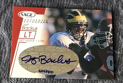 2001 SAGE Auto Red /900 Jeff Backus #A3 Rookie Auto RC | eBay
