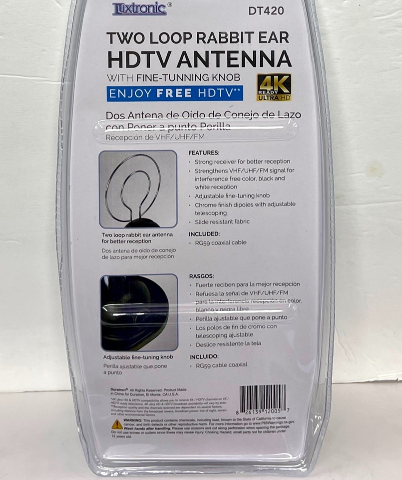 Digital HD UHF VHF TV Rabbit Ear TV Antenna with Booster Knob Control ...