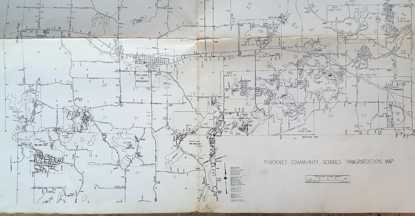 Vintage 1960's Pinckney Michigan Community Schools Transportation Map ...
