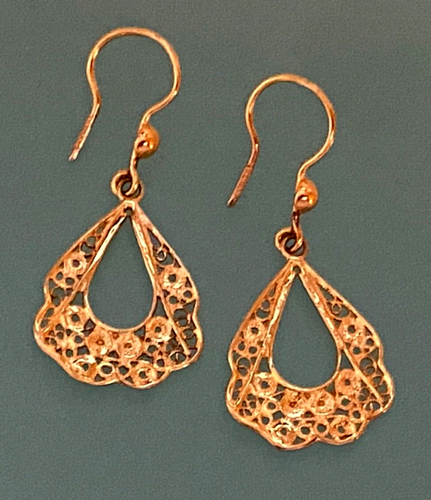 Gold Plated Vermeil 925 Sterling Silver Filigree Dangle Earrings Signed ...