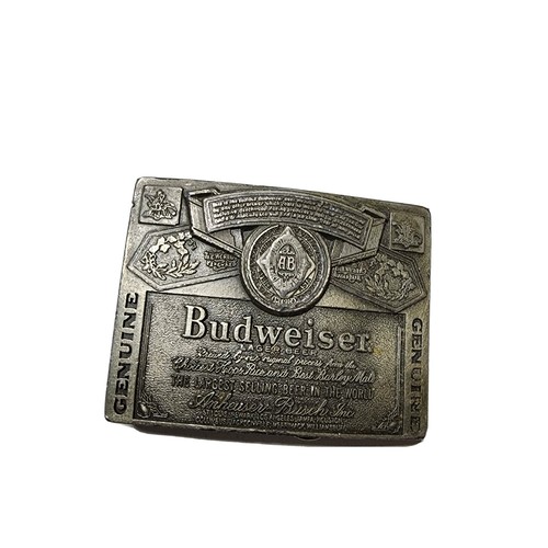Vintage Budweiser Beer Logo Belt Buckle Advertising - Gem