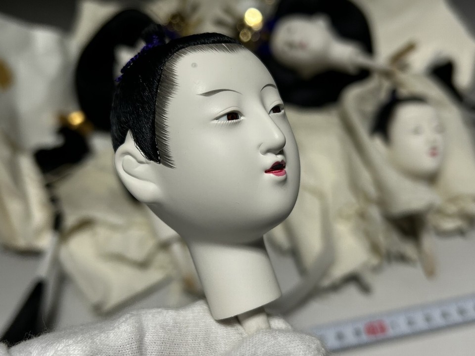 Japanese Doll Set #420 Vtg Hina Wooden Geisha Samurai Bunraku Puppet ...
