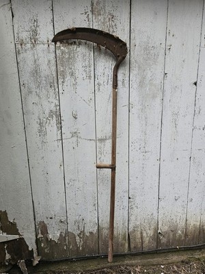 Antique Scythe Rustic Farm Tool 55" Fixed Handle 16 Blade Primitive ...