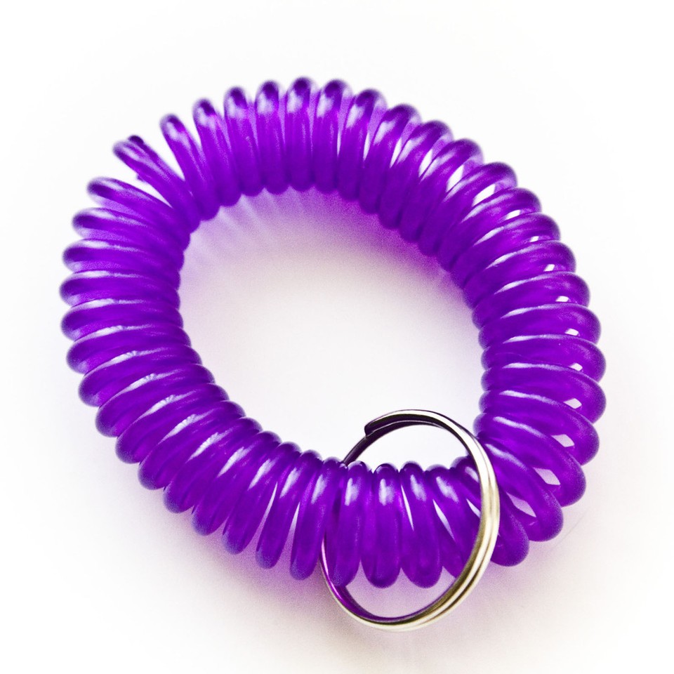 LOT 1000 WRIST COIL SPIRAL KEYCHAIN KEY RING HOLDER-6 VIBRANT COLOR GYM ...