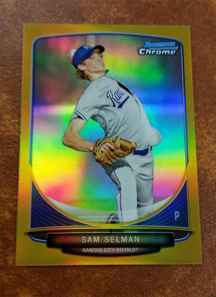 RARE SAM SELMAN 49/50 RC MINI GOLD REFRACTOR #265 KC ROYALS 2013 BOWMAN ...