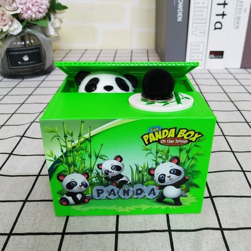 Small Carton Panda Piggy Bank Stealing Money Coin Box Children Birthday ...