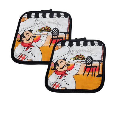 Italian Chef Pot Holder Set - 7 Inch Tuscan Kitchen Bistro Decor ...