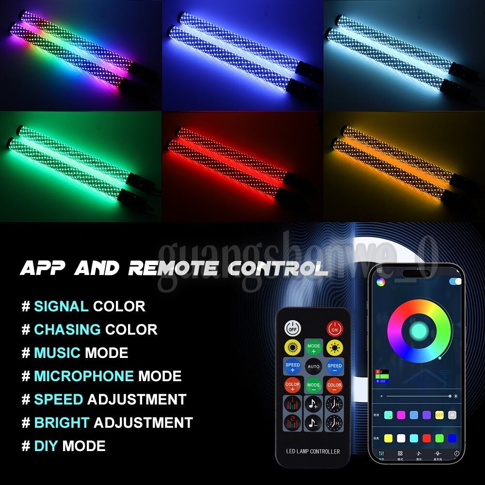 Pair 3FT Spiral LED Fat Whip Light Antenna RGB Chasing For Can-am X3 ...