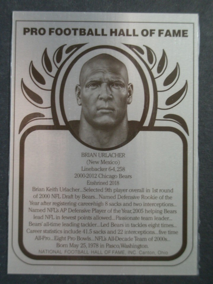 Pro Football Hall of Fame Metal Metallic Bust Cards Mint Aluminum - NFL ...