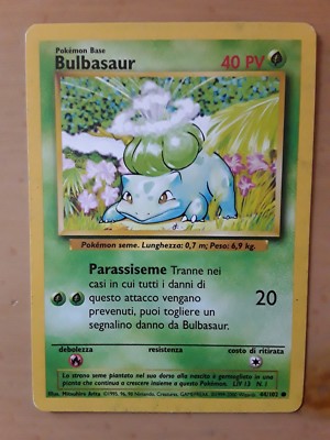 Pokemon Card Bulbasaur 44/102 Italian Rare 1990's good condition never ...