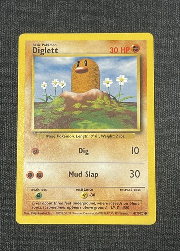 Pokémon Diglett 47/102 Base Set Rotated Fighting Symbol Error Near Mint ...