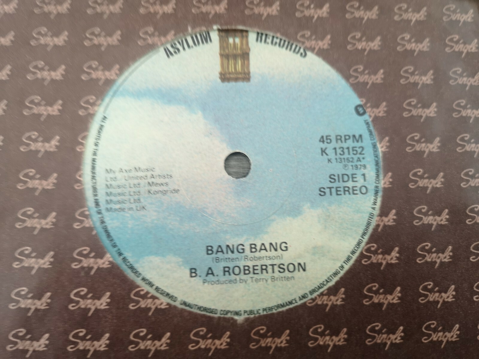 2x B. A ROBERTSON 1979 7 " VINYLS BANG BANG + KNOCKED IT OFF WEA ASYLUM ...