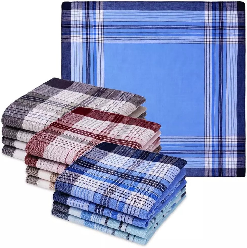 Men's Handkerchiefs, 12 Pack - Soft Cotton Gents Hankies Set, Mens ...