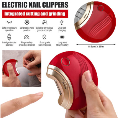 Electric Nail Clipper Trimmer Automatic USB Rechargeable Adult Kids Toe ...