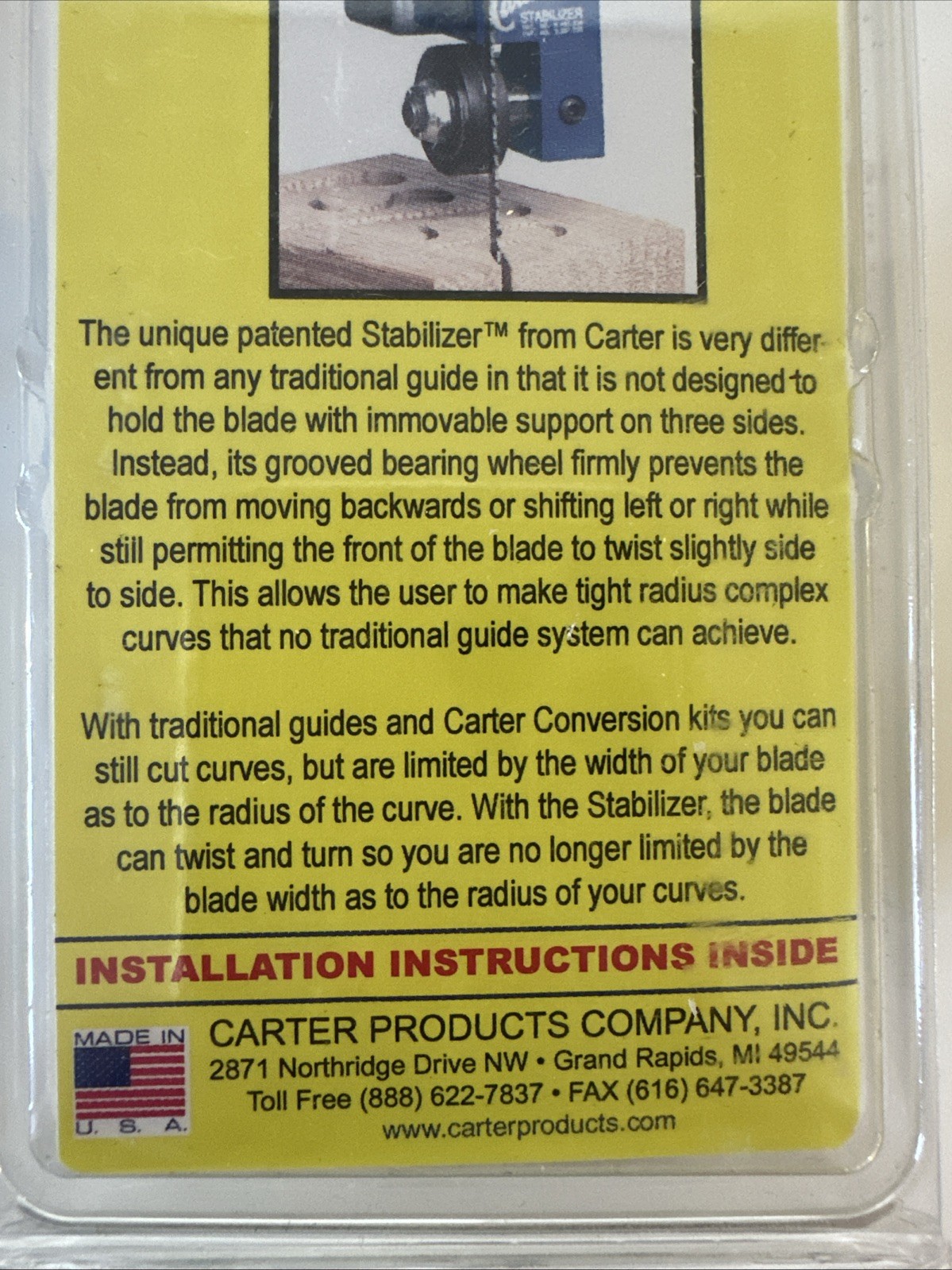 Carter Bandsaw Blade Stabilizer JET 1 for Blades 1/4” or Less use w/Jet ...