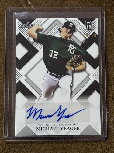 MICHAEL YEAGER 2023 LEAF PERFECT GAME SHOWCASE AUTOGRAPH 50/50 BLACK ...