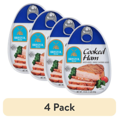 4 Pack Bristol Smoke Flavor Cooked Ham High Protein 16 oz Boneless ...