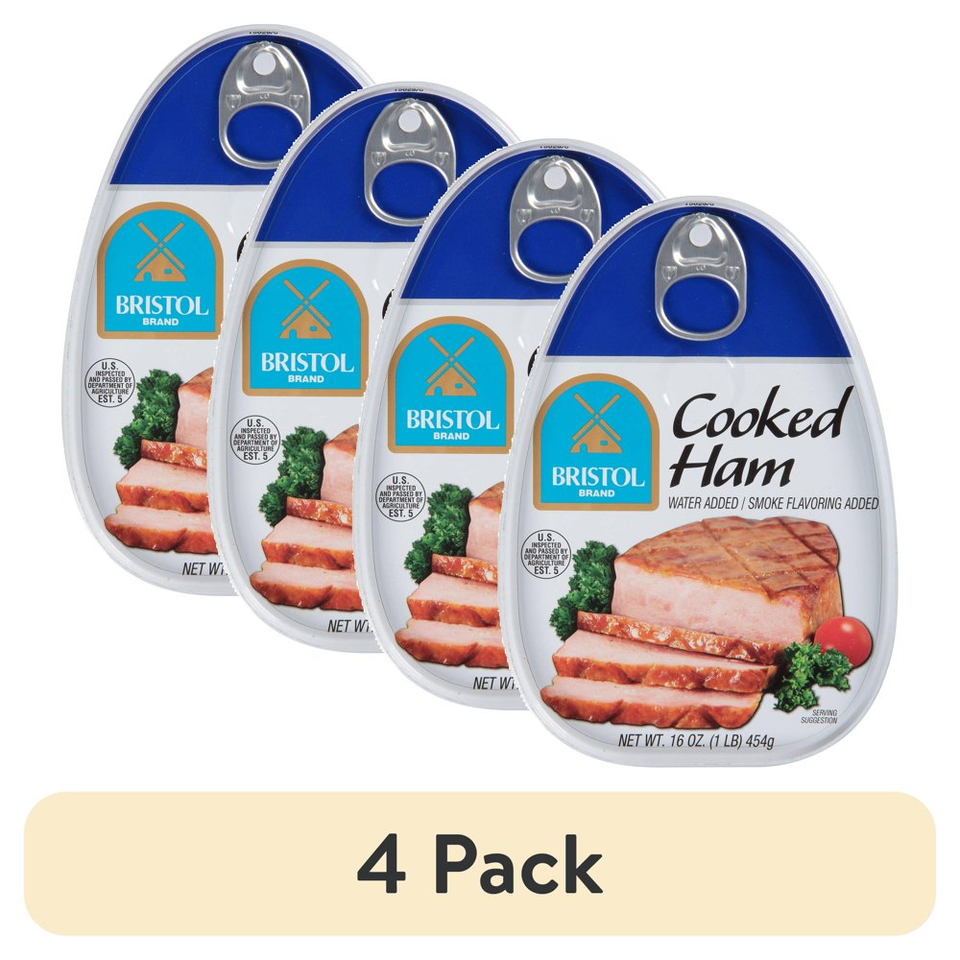 4 Pack Bristol Smoke Flavor Cooked Ham High Protein 16 oz Boneless ...