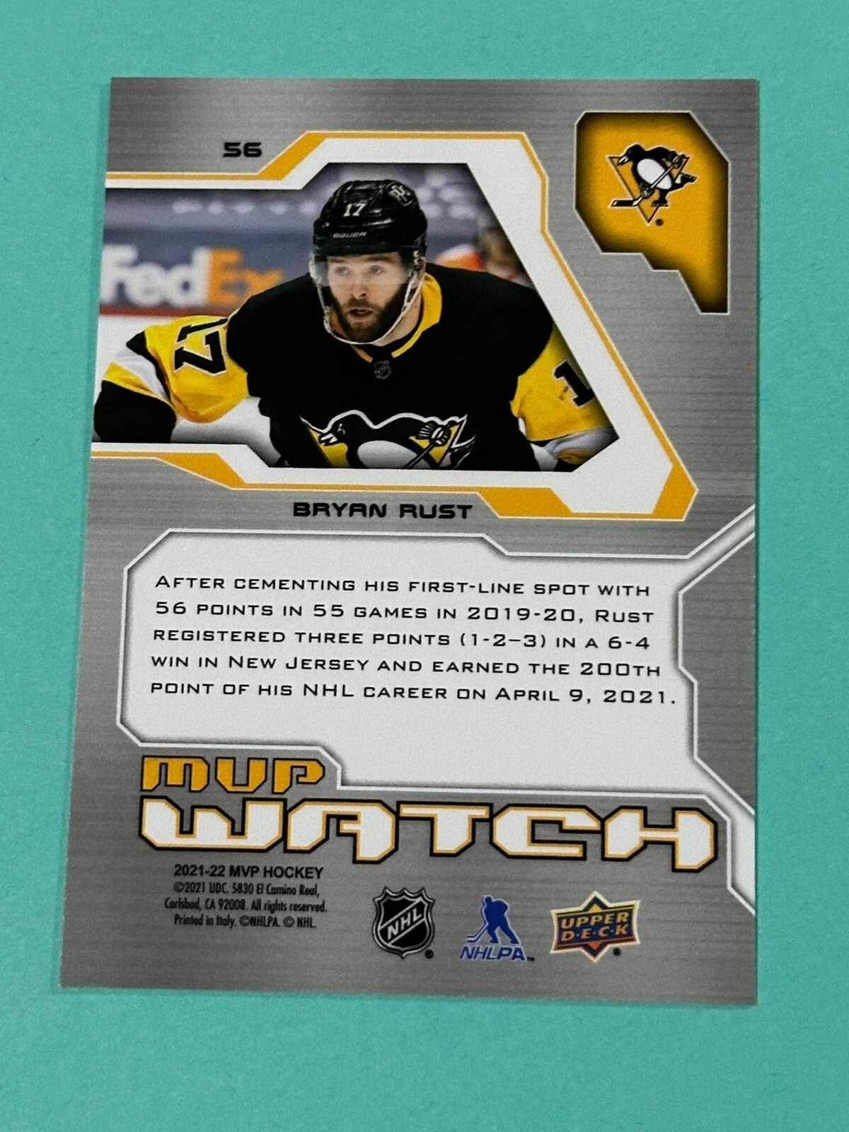 2021-22 Upper Deck MVP Bryan Rust MVP Watch #56 Pittsburgh Penguins | eBay