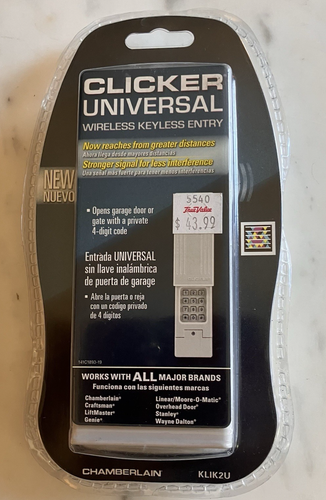 NIB Chamberlain Clicker Universal Wireless Keyless Entry Remote KLIK2U ...