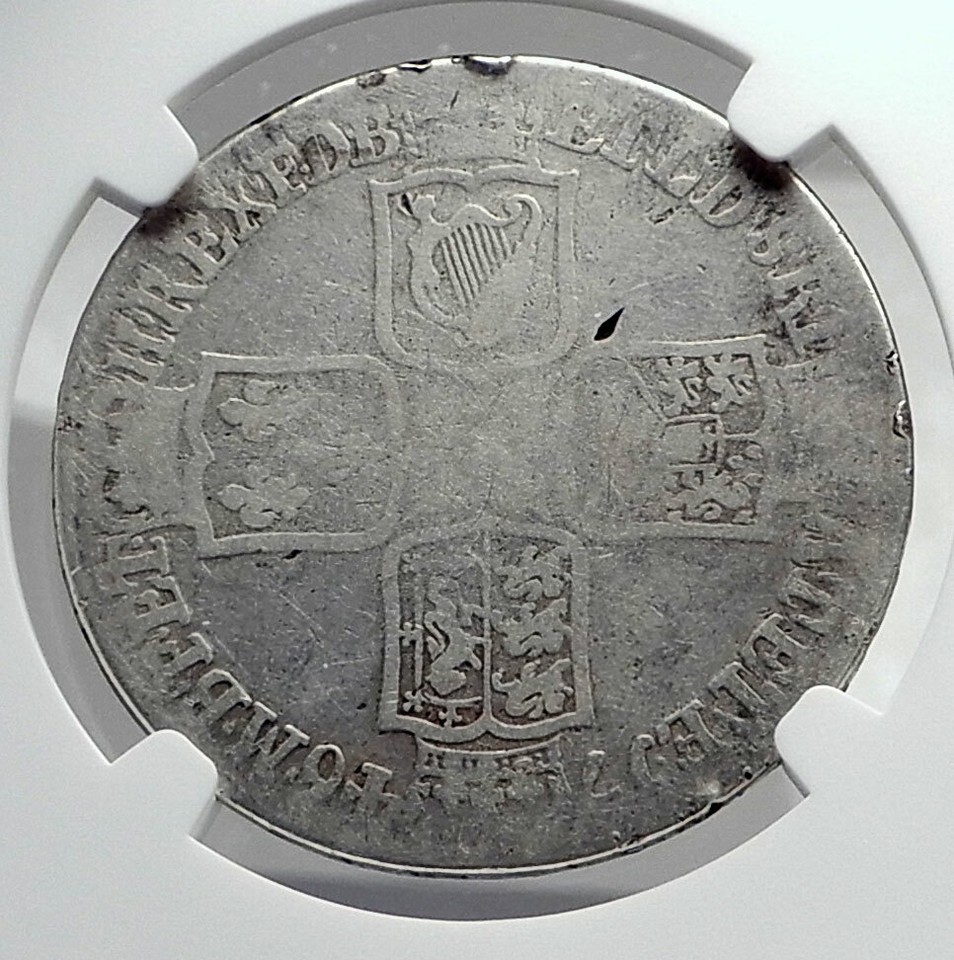 1746 GREAT BRITAIN UK George II 1/2 LIMA Crown Coin w SPANISH SILVER ...