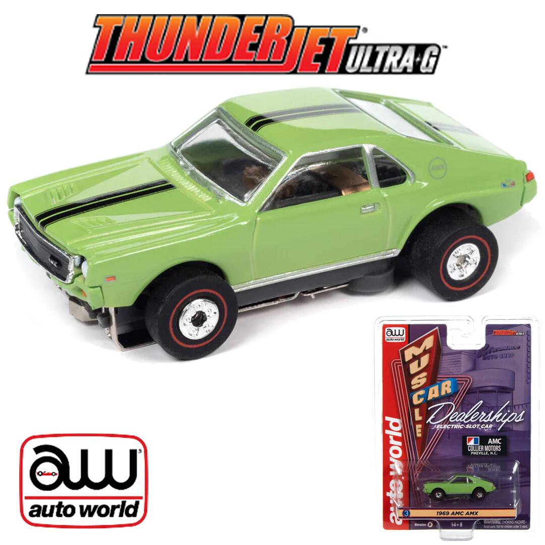 Auto World Thunderjet Collier Motors - 1969 AMC AMX Green HO Slot Car ...