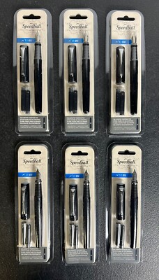 Lot Of 6 Speedball Calligraphy Fountain Pen 1.1 mm 2 Ink Cartridges ...