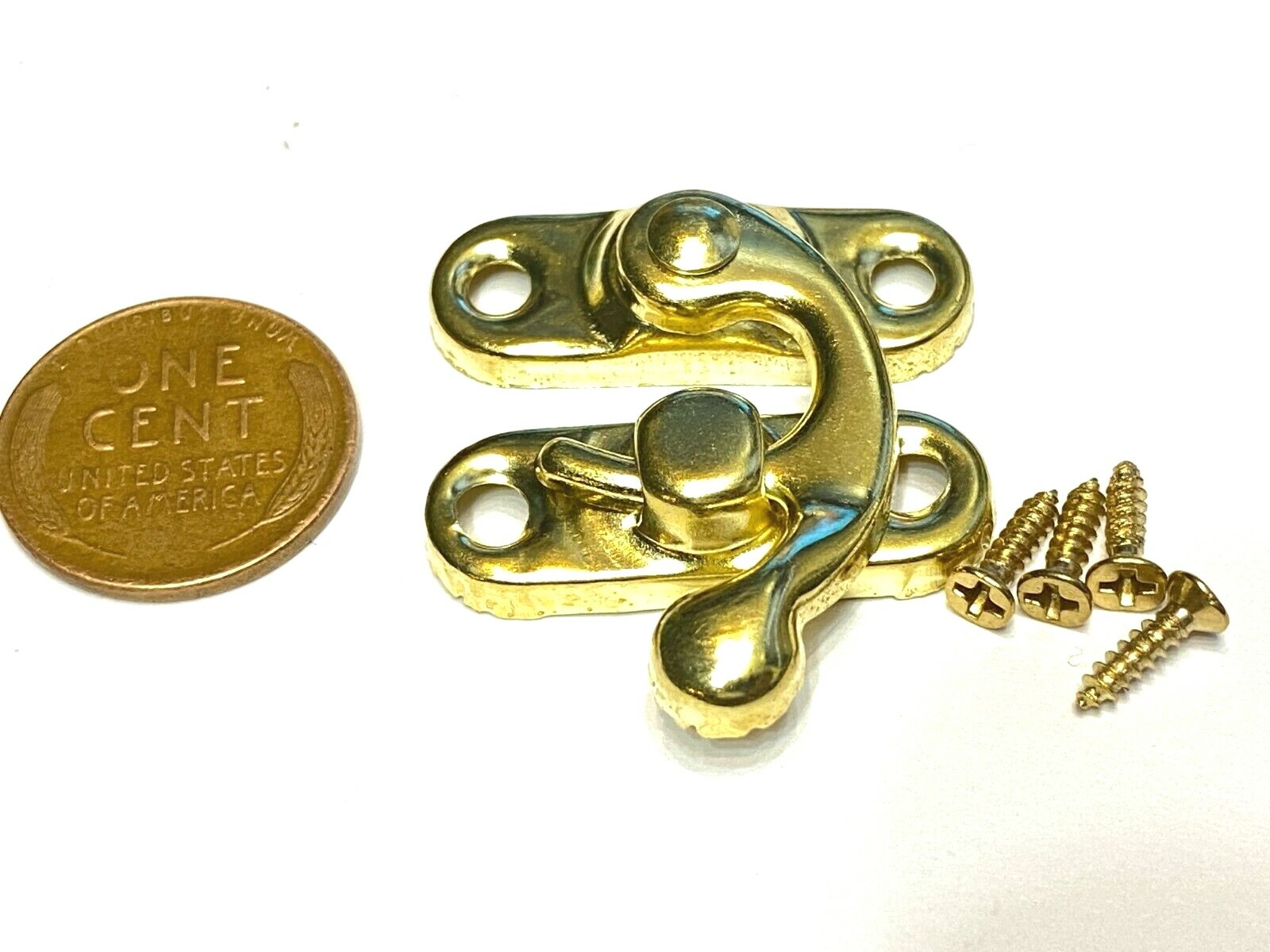 GOLD 33mm x 3.3cm x 2.7cm Latch clasp small mini doll house Antique ...