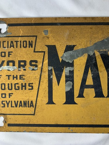Rare Pennsylvania Booster Plate - MAYOR - Association Of Borough Mayors ...