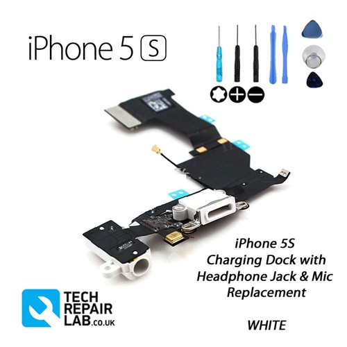 NEW Replacement iPhone 5S Charging Dock/Port + Headphone Jack - WHITE ...