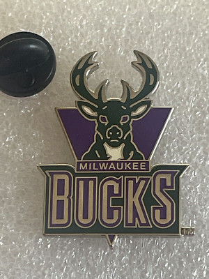 Vintage Milwaukee Bucks NBA Basketball Enamel Lapel Pin Purple Green ...
