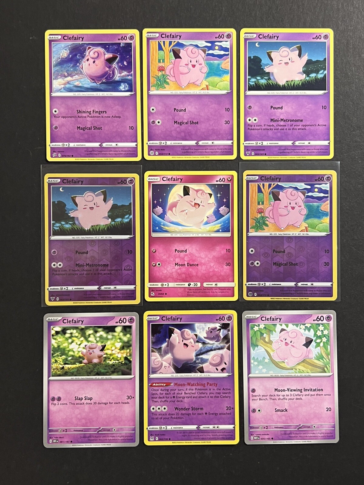 9 Clefairy Pokemon Card Collection SM SWSH SV Reverse Holo Fairy ...