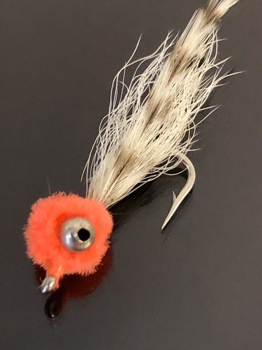 MINI PUFF FLATS FLY. BONEFISH, PERMIT. #6 HOOK, ORANGE. SALTWATER FLY ...