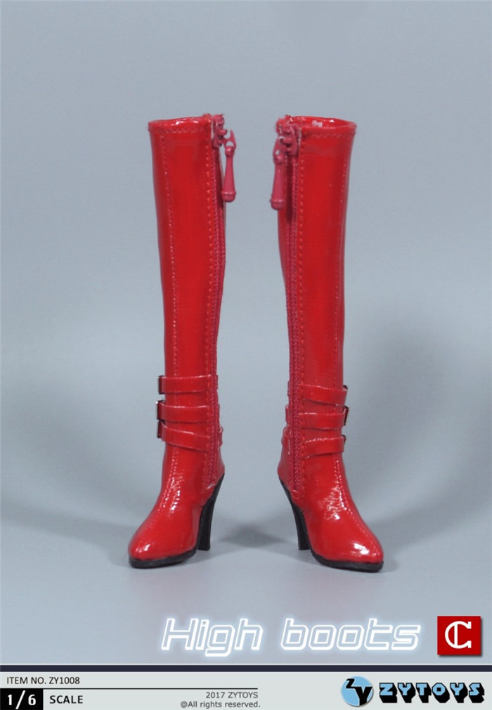 1/6 Scale Leather Boots RED For 12" Hot Toys TBLeague PHICEN Female ...