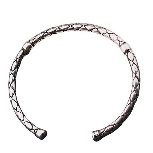 925 Silver Women Unisex Retro Handmade Elegant Bracelet Cuff Bangle ...