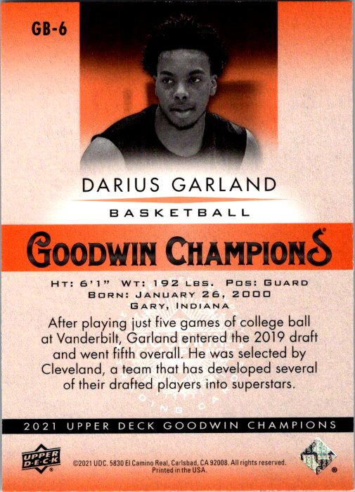 2021 Upper Deck Goodwin Champions #GB-6 Darius Garland Silver Holo | eBay