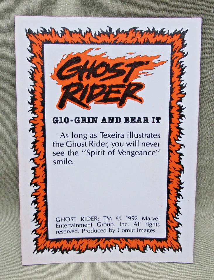 1992 GHOST RIDER II GLOW IN DARK G10 CHASE CARD # 10 NM/M Comic Images ...