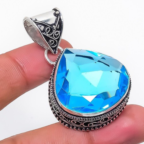 Swiss Blue Topaz Gemstone 925 Silver Handmade Jewelry Pendant 1.77 ...