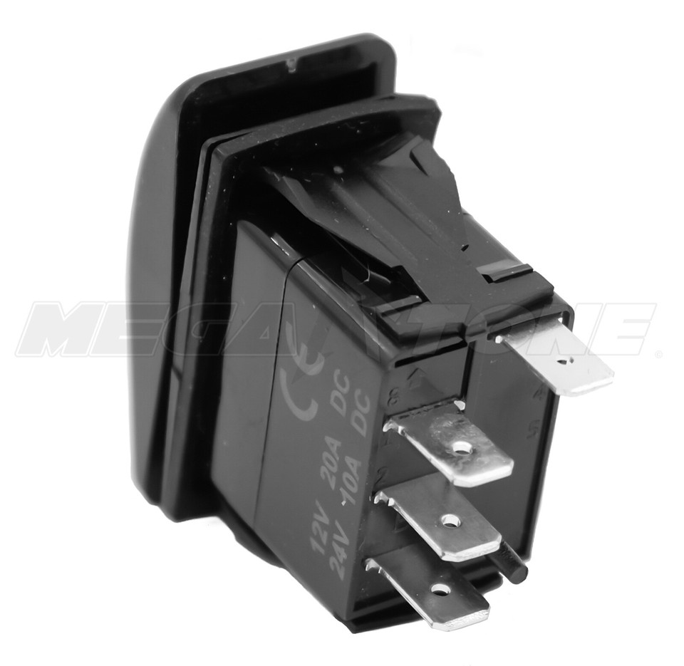 SPDT Waterproof 20A 12/24VDC Blue LED Rocker Switch ON-OFF-ON - USA ...