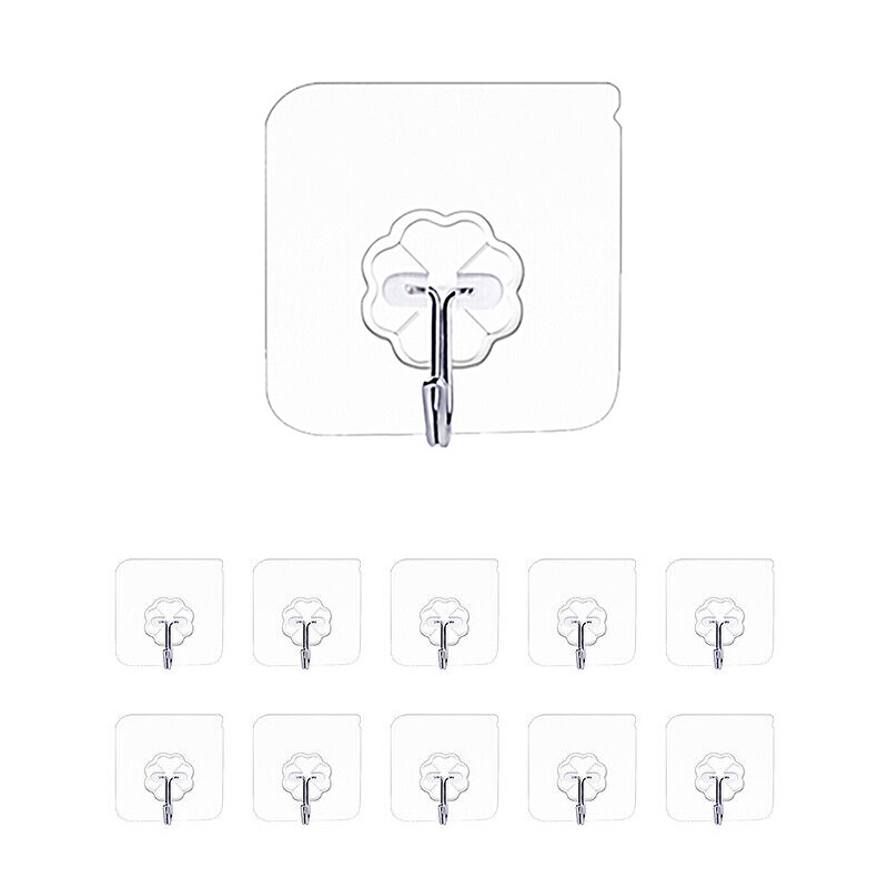 10/20/30 PCS Stainless Steel Adhesive Sticky Hooks Heavy Duty Wall Hook ...