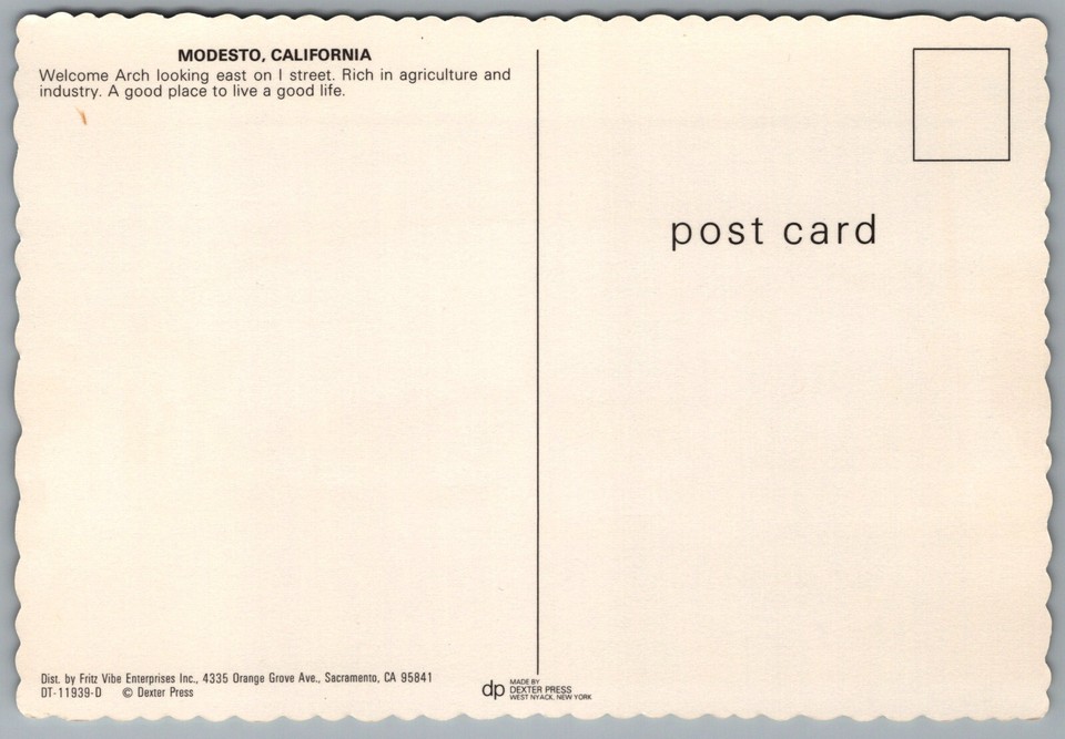 Modesto CA Modesto Arch Centennial Slogan I Street View c1975 4x6 ...