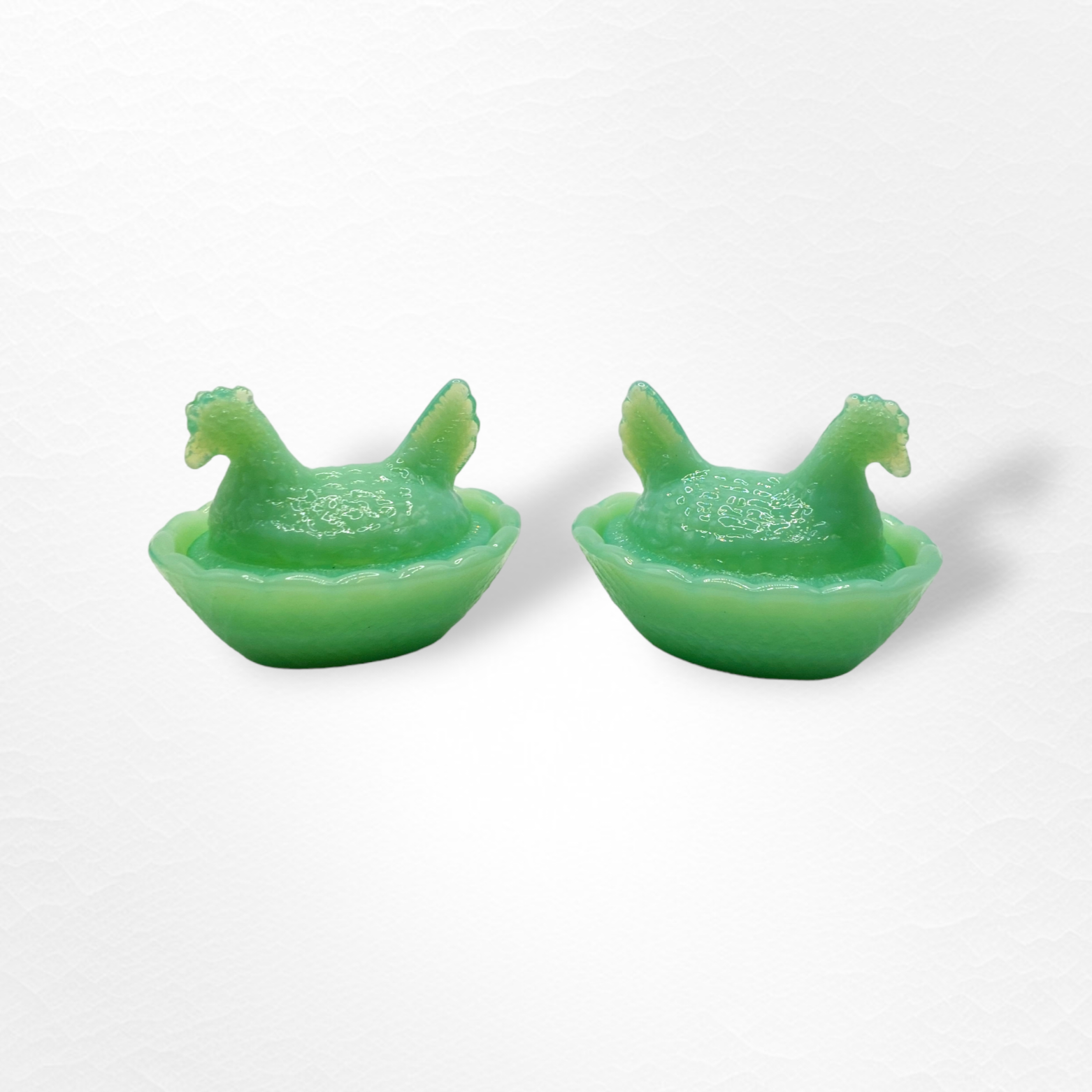 Vintage Green Jadeite Glass Depression Style Mini Hen Chicken Salt ...