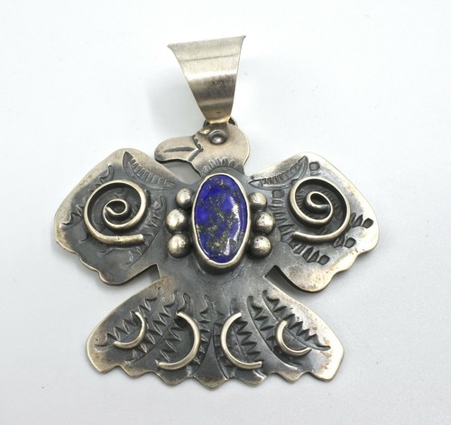 Native American Navajo Sterling Silver Pendant Thunderbird Blue Lapis ...