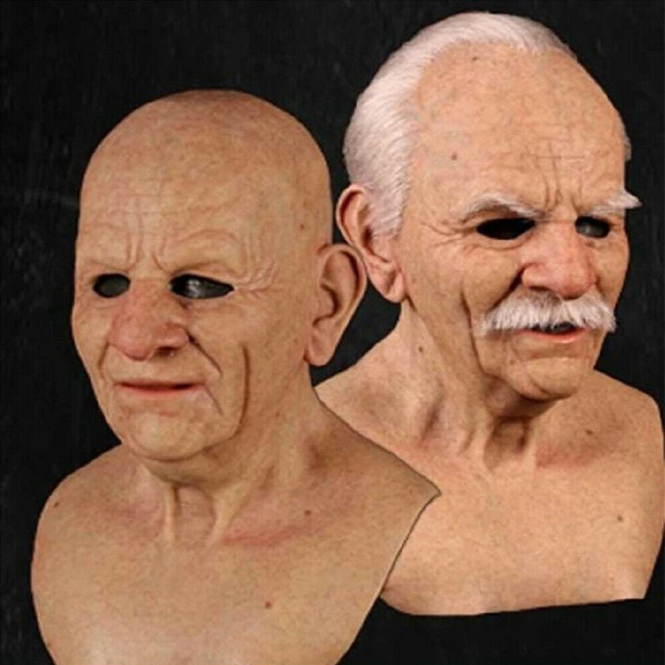 Old Man Mask Latex Halloween Cosplay Party Realistic Full Face Masks ...