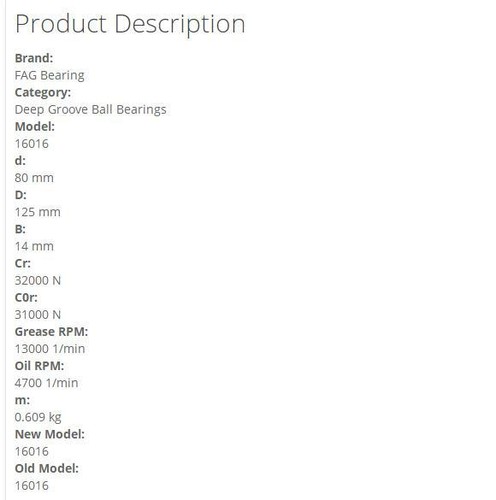 1PC FAG 16016 Deep Groove Ball Bearings 80x125x14mm. | eBay