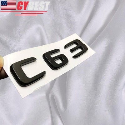 1PCS C63 Gloss Black Decals Badge Car Trunk Lid Sticker Emblem For C63 ...